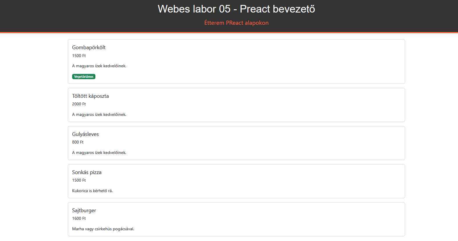 Labor 05 – Preact bevezető - BMEVIAUBB03 - Kliensalkalmazások laborfeladatok