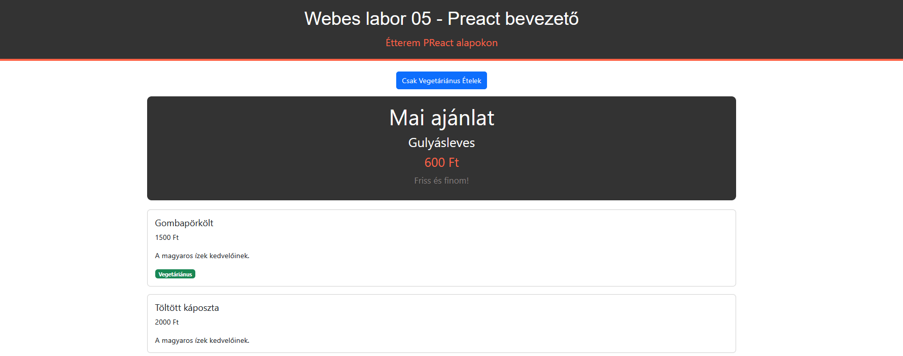 Labor 05 – Preact bevezető - BMEVIAUBB03 - Kliensalkalmazások laborfeladatok